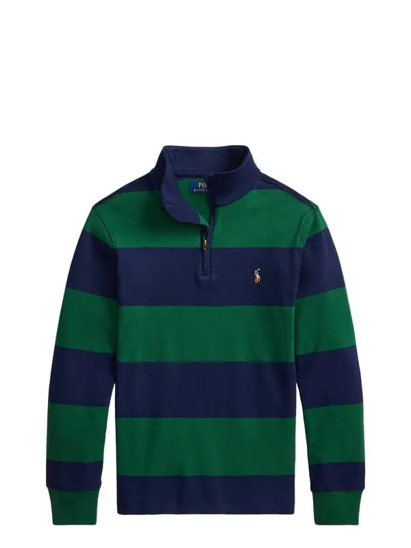 Ralph Lauren Striped Cotton Interlock Pullover - New Forest/refined Navy