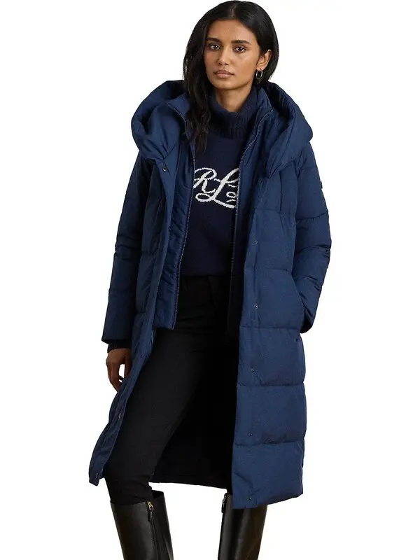 Ralph Lauren Oversized Collar Quilted Down Coat - Navy