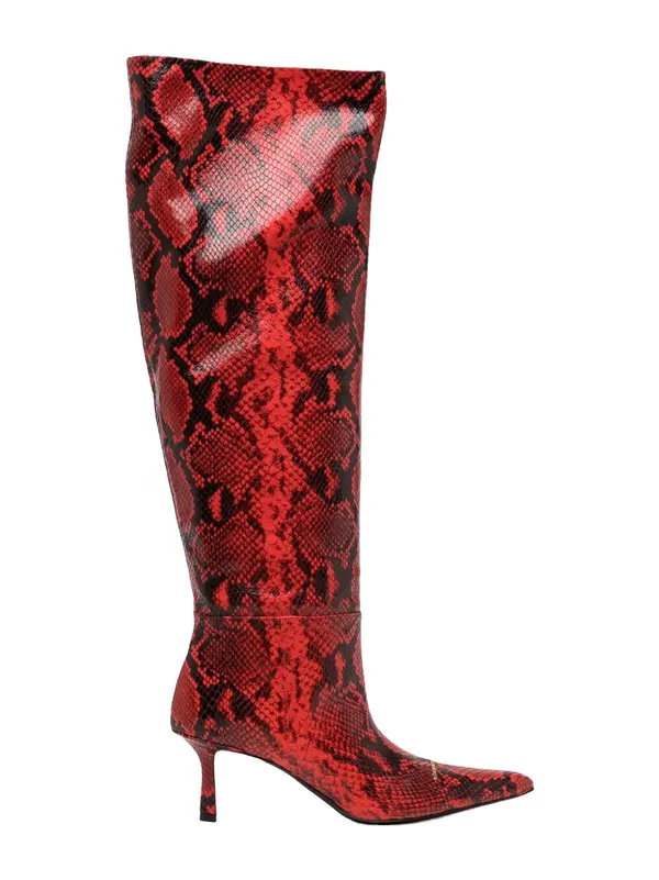 Alexander Wang Viola Snake-print Leather Boots - Red