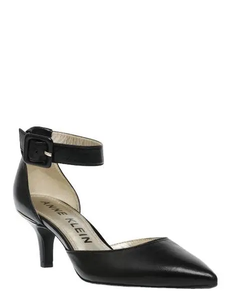 Anne Klein Fabulist Ankle Strap Pump - Black Leather