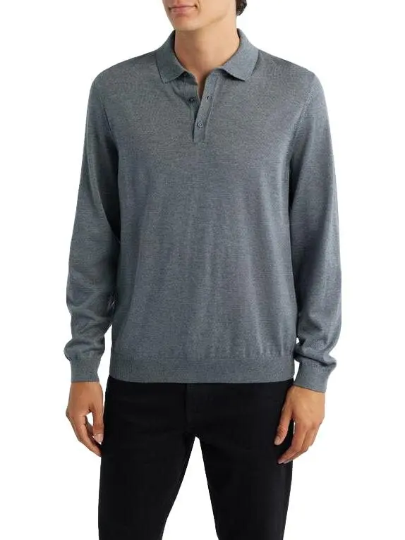BOSS Lancione Wool Polo Sweater - Medium Grey