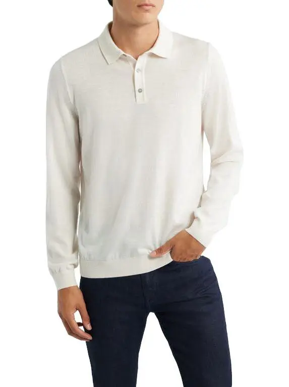 BOSS Lancione Wool Polo Sweater - Open White