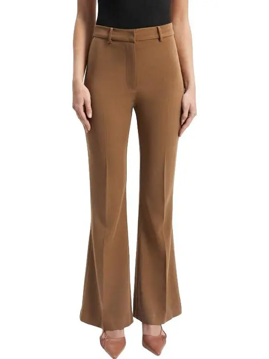 Bardot Halifax High Waist Flare Leg Pants - Chocolate