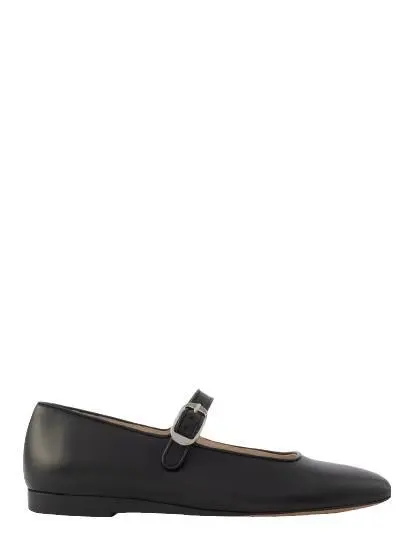 Le Monde Beryl Leather Mary Jane Flats - Black