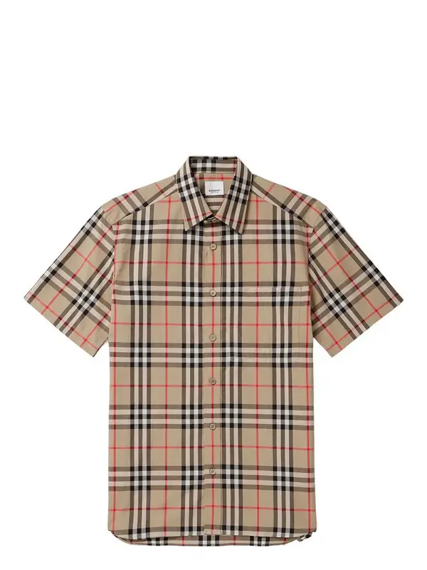 Burberry Checked Cotton-poplin Shirt - Neutrals
