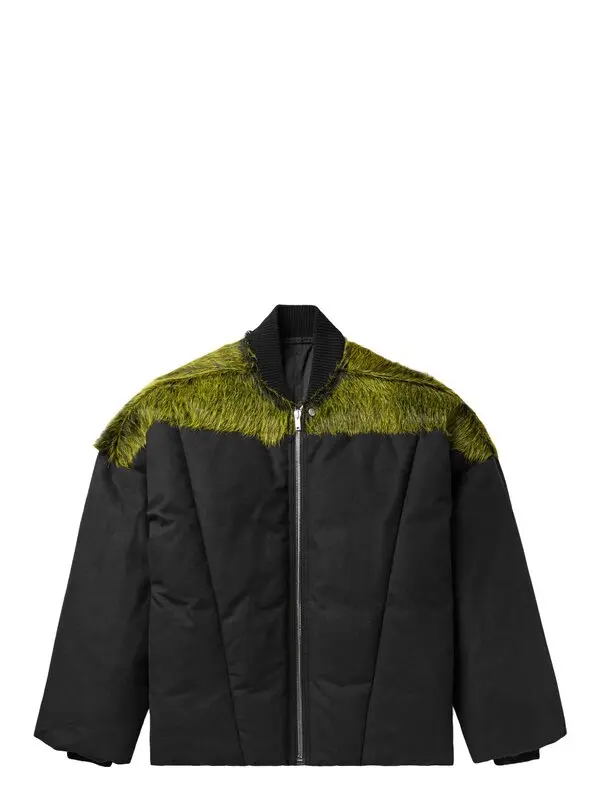 Rick Owens Calf Hair-trimmed Cotton-canvas Down Jacket - Black