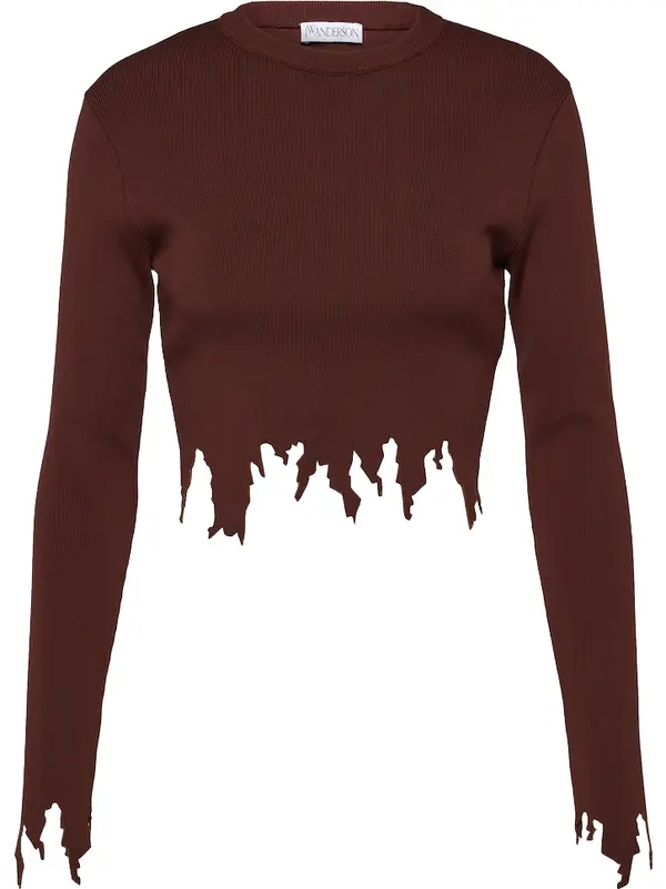 JW Anderson Distressed Crop Top - Brown