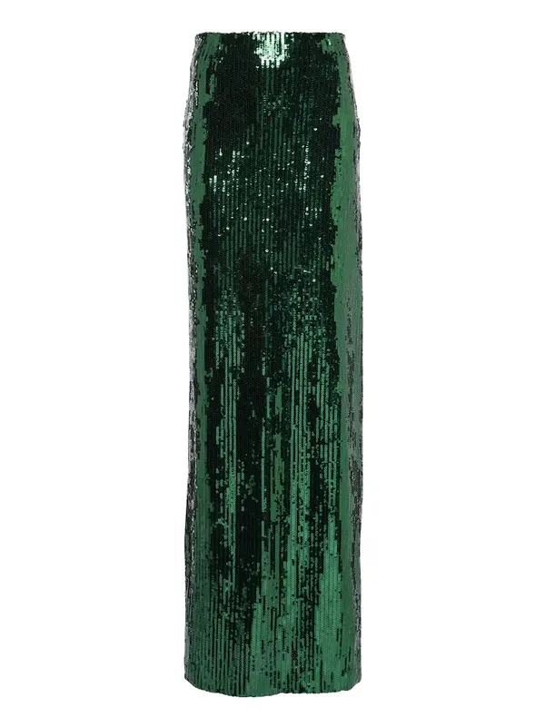 Galvan Beating Heart Sequined Maxi Skirt - Green
