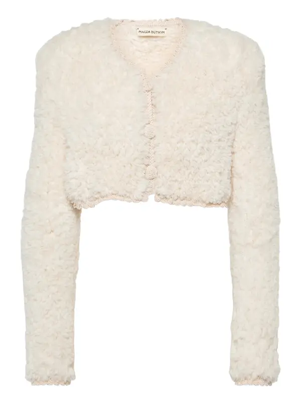 Magda Butrym Cropped Fleece Cardigan - White