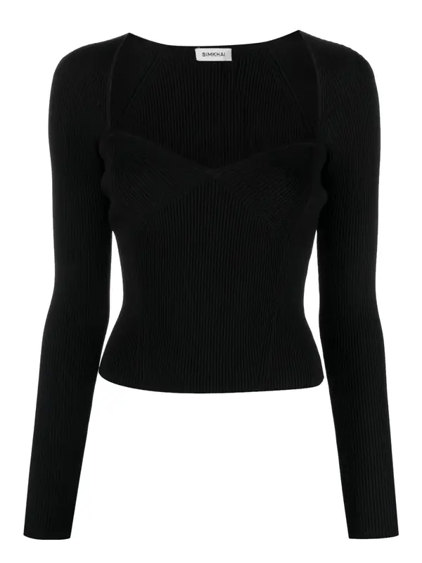 Simkhai Giuliana Sweetheart-neck Jumper - Black