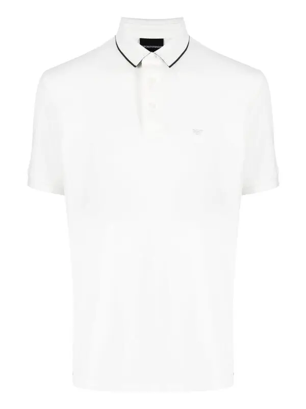 Emporio Armani Logo-embroidered Piqué Polo Shirt - White