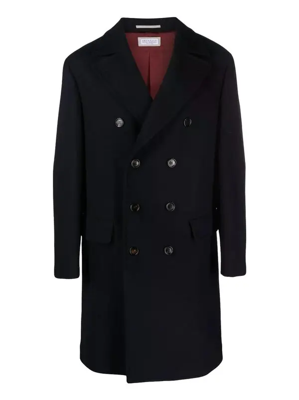 Brunello Cucinelli Double-breasted Wool-blend Coat - Blue