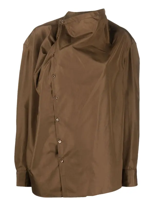 LEMAIRE Soft Collar Silk Blouse - Brown