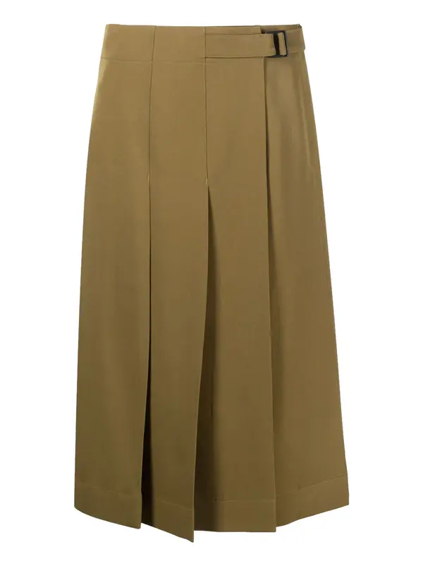 LEMAIRE Pleated Wrap Midi Skirt - Green