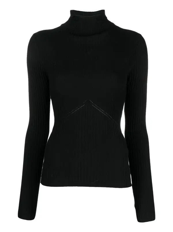 ANDREĀDAMO Balaclava-hood Ribbed Jumper - Black