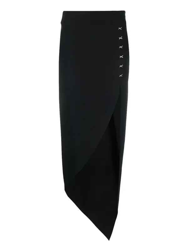 GENNY Crystal-detailed Asymmetric Maxi Skirt - Black