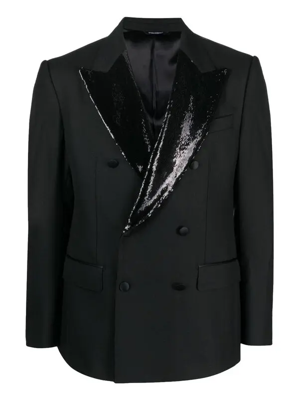 Dolce & Gabbana Sequin-lapel Double-breasted Blazer - Black