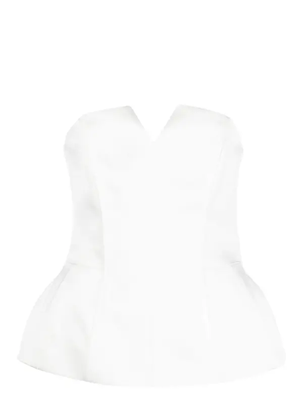 V:PM ATELIER Lumi Peplum-hem Satin Top - White