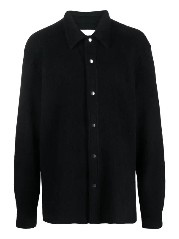 JIL SANDER Pointed-collar Alpaca Wool-blend Overshirt - Black