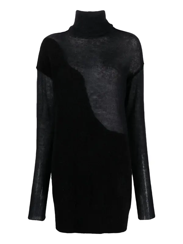 Isabel Benenato Roll-neck Knit Top - Black