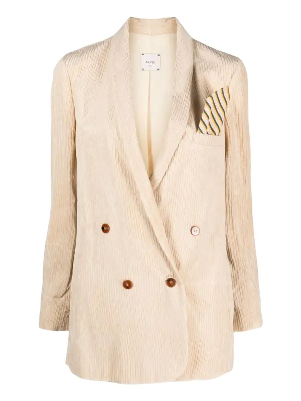 ALYSI Double-breasted Corduroy Blazer - Neutrals