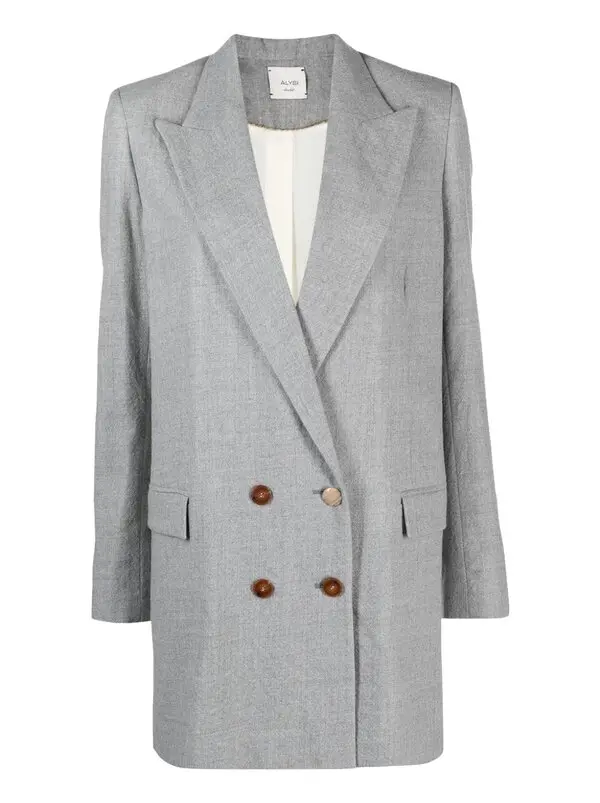 ALYSI Double-breasted Virgin Wool Coat - Grey