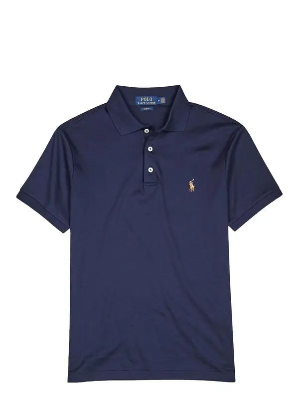Polo Ralph Lauren Slim Pima Cotton Polo Shirt, Shirt, Split Side - Navy