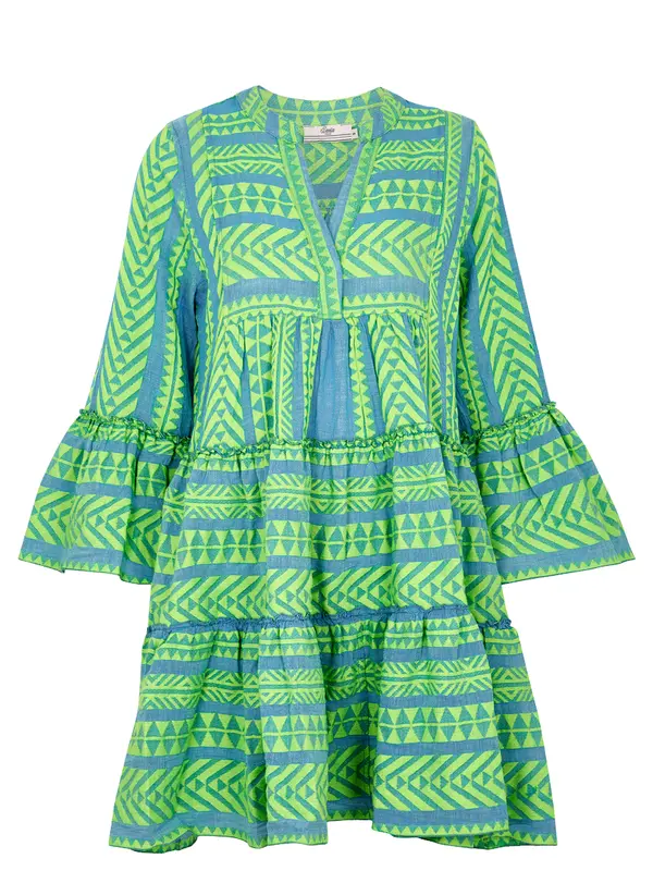 Devotion Ella Embroidered Cotton-blend Mini Dress - Green