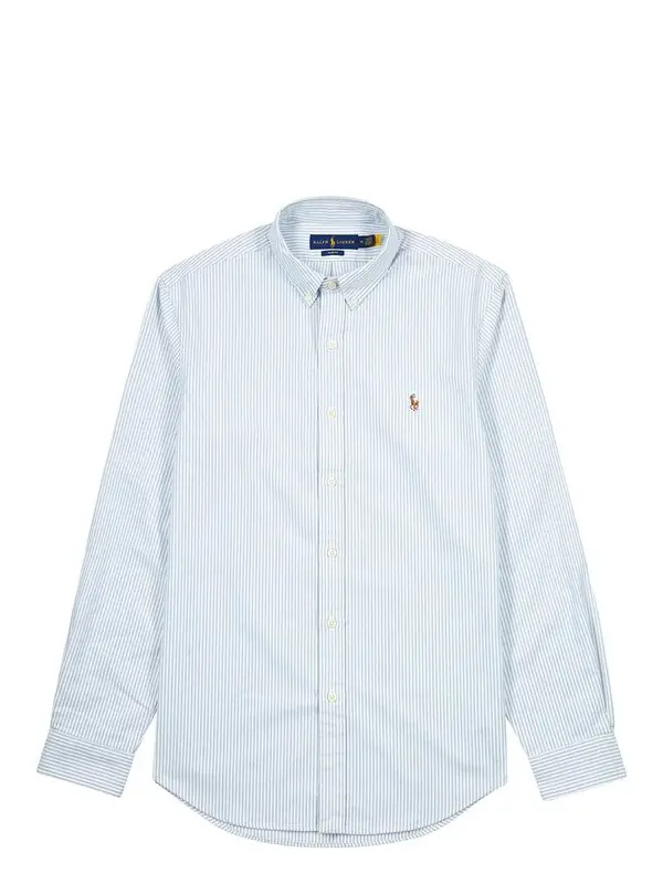 Polo Ralph Lauren Striped Piqué Cotton Oxford Shirt - Blue And White