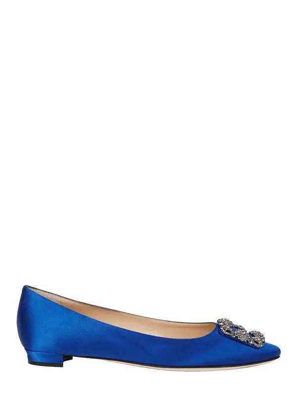 Manolo Blahnik Hangisi Silk-satin Flats - Blue
