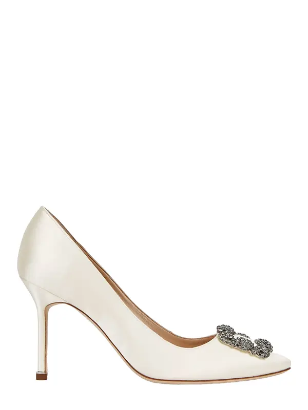 Manolo Blahnik Hangisi 90 Silk-satin Pumps - Ivory