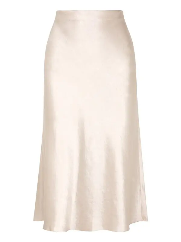 Vince Hammered Satin Midi Skirt - Beige