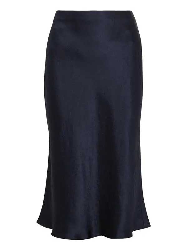 Vince Hammered Satin Midi Skirt - Navy