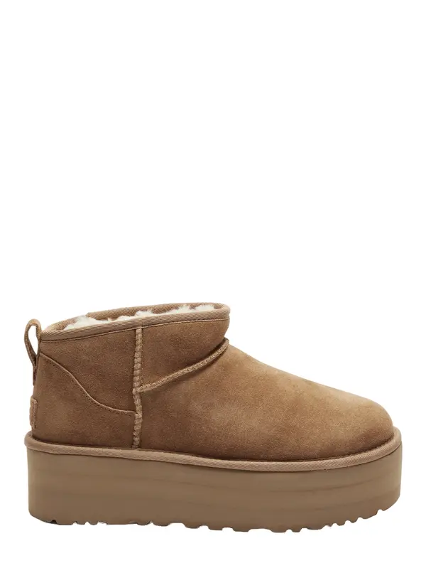 UGG Classic Ultra Mini Suede Flatform Boots - Tan