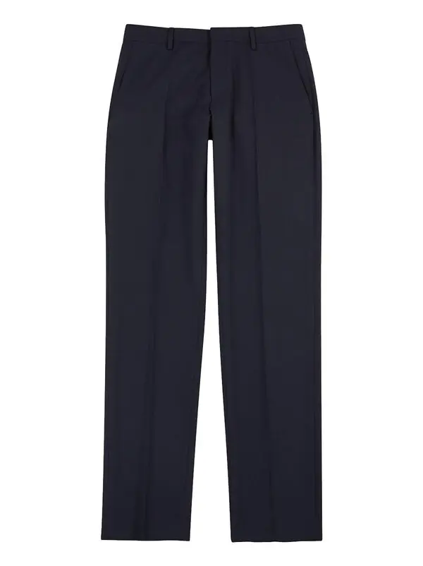 BOSS Slim-leg Stretch-wool Trousers - Navy