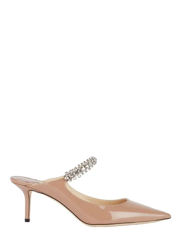 JIMMY CHOO Bing 65 Embellished Leather Mules - Nude