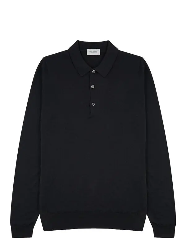 John Smedley Belper Merino Wool Polo Shirt - Black