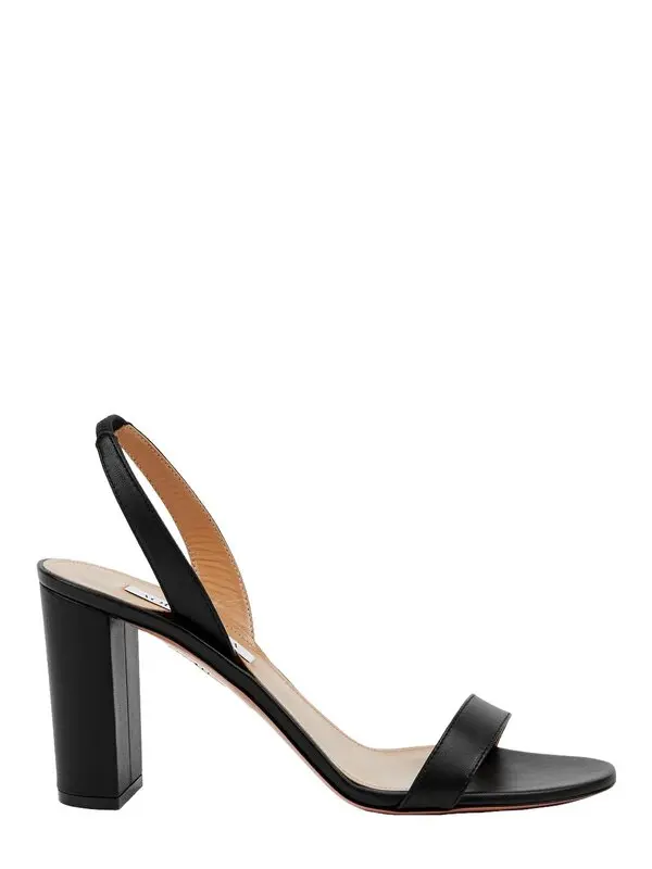 AQUAZZURA So 85 Leather Slingback Sandals - Black