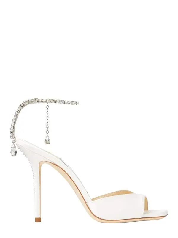 JIMMY CHOO Saeda 100 Satin Sandals - Ivory