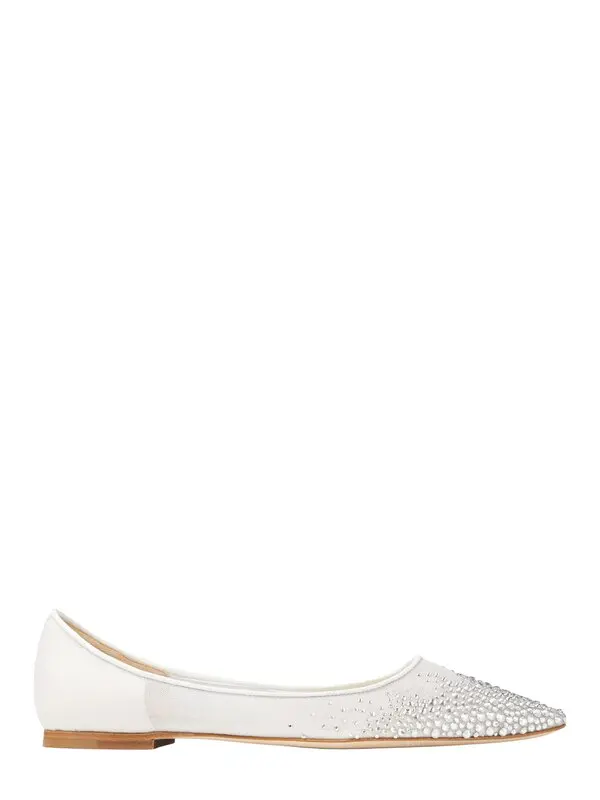JIMMY CHOO Love Rhinestone Flats - White