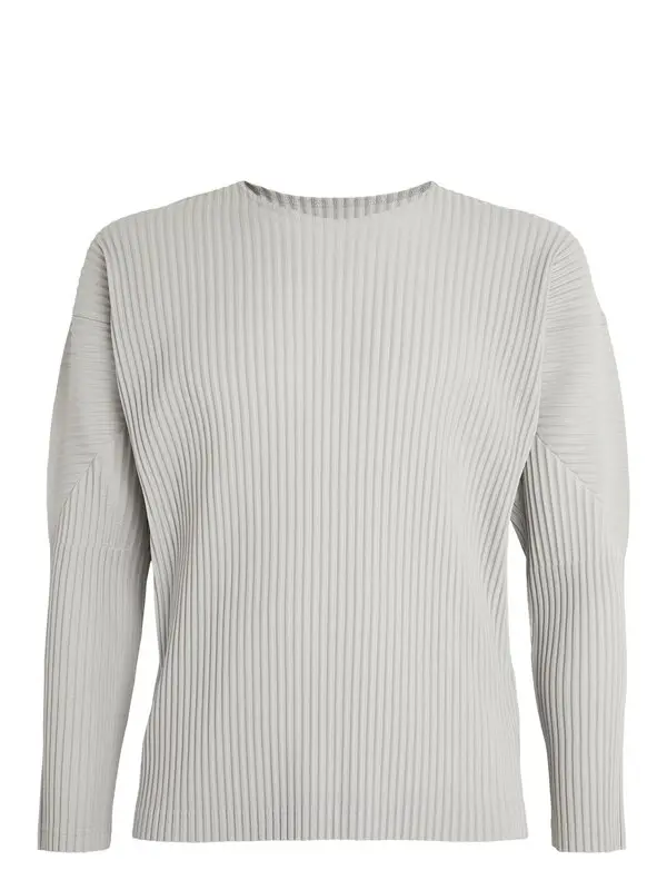 Issey Miyake Pleated Long-sleeve T-shirt - Grey