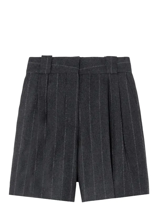 BLAZÉ MILANO Ferien Pinstriped Wool And Cashmere-blend Shorts - Gray