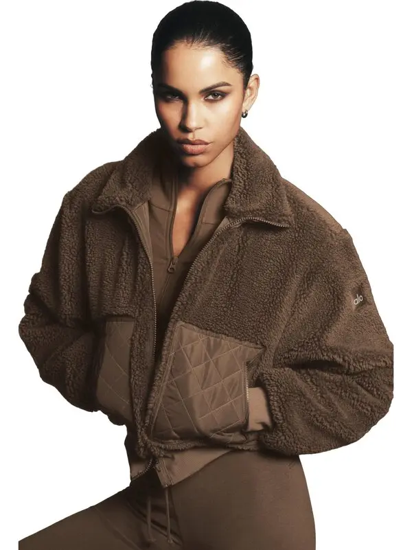Alo Yoga Sherpa Edge Bomber Jacket - Java Brown