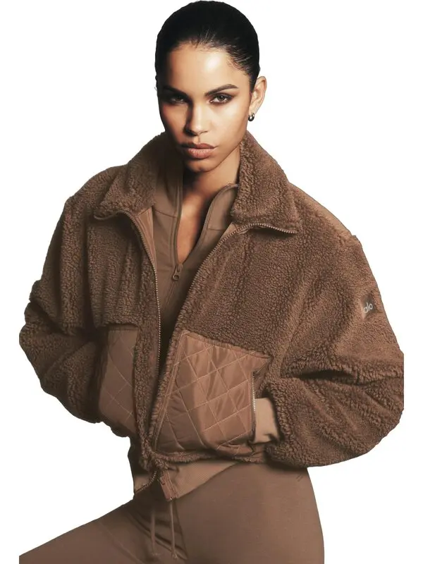 Alo Yoga Sherpa Edge Bomber Jacket - Java Brown