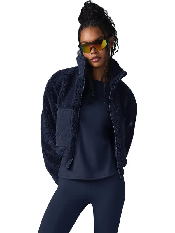 Alo Yoga Sherpa Edge Bomber Jacket - Navy