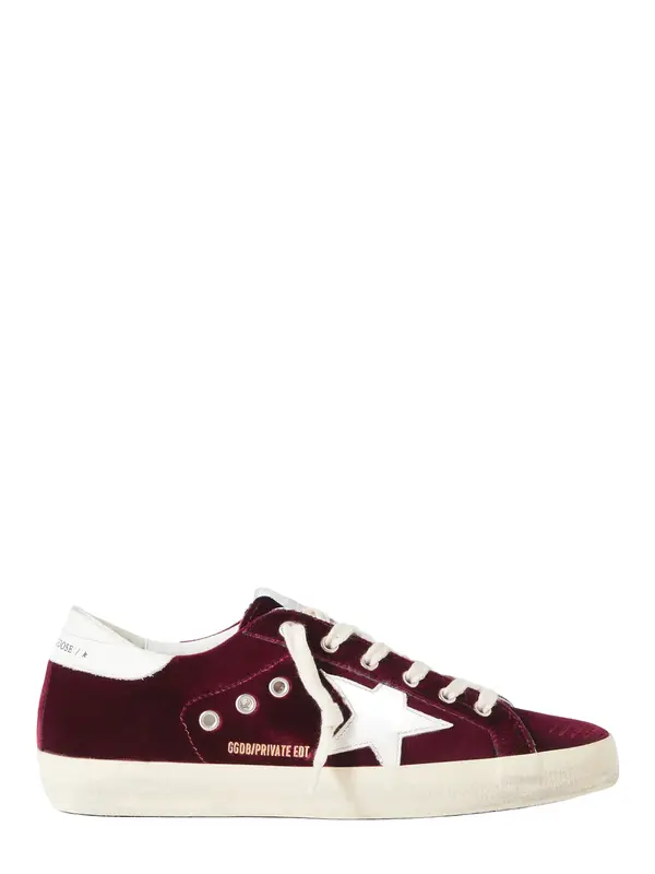 GOLDEN GOOSE Super-star Velvet Sneakers - Burgundy