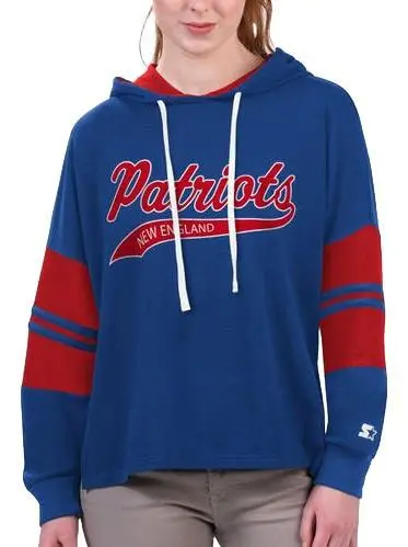 STARTER New England Patriots Long Sleeve Hoodie T-shirt - Royal