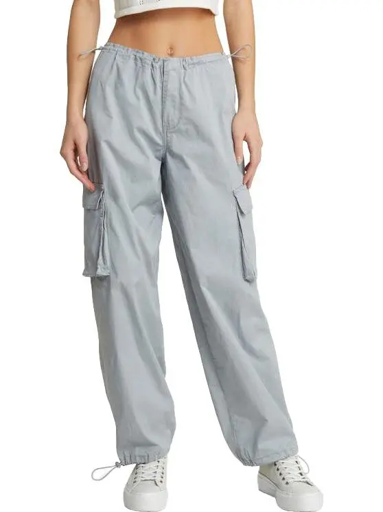 PACSUN Stretch Cotton Cargo Parachute Pants - Quarry