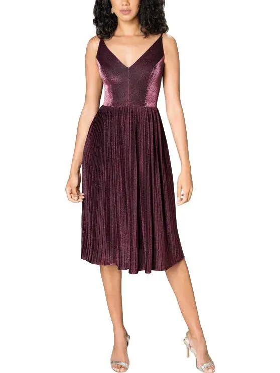 Dress The Population Metallic Fit & Flare Cocktail Dress - Fuchsia Multi