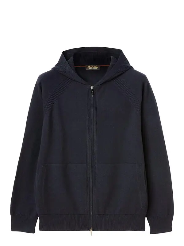 Loro Piana Merano Cashmere Knit Hooded Sweater - Blue Navy